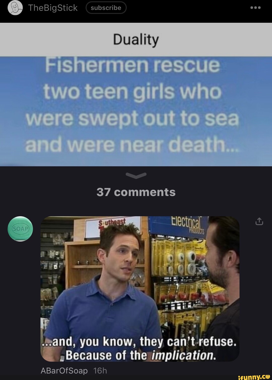 TheBigStick (subscribe i ay 37 comments I feand, you know, they can't ...