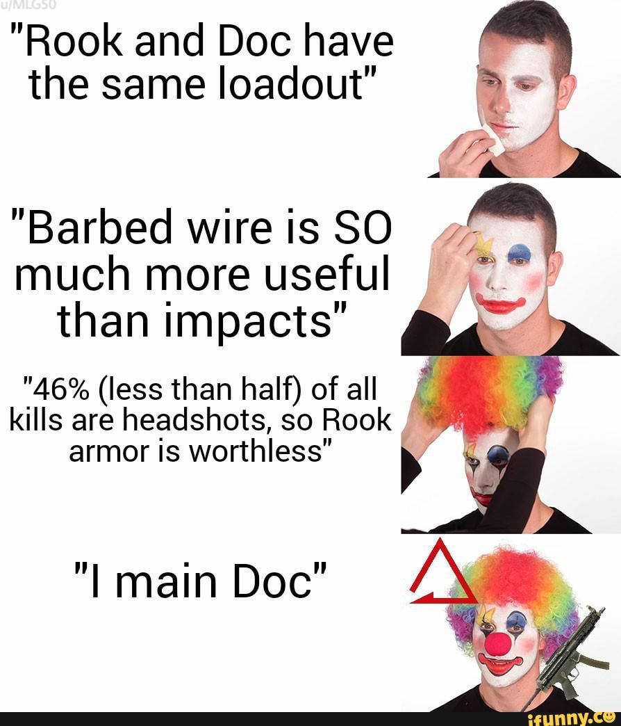 "Rook and Doc have A the same loadout" Be? "Barbed wire is SO much more ...