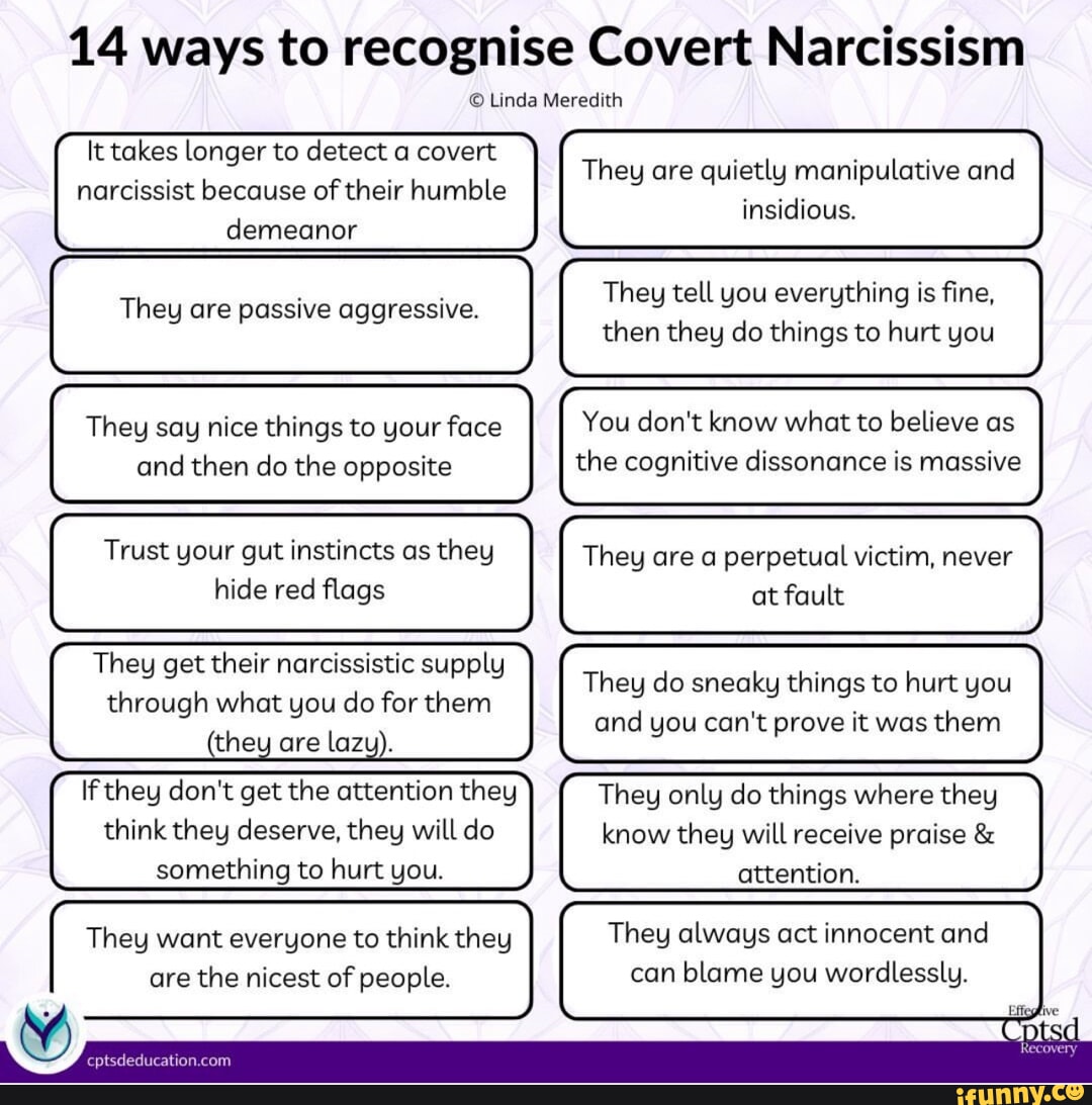 14 ways to recognise Covert Narcissism Linda Meredith It takes longer ...