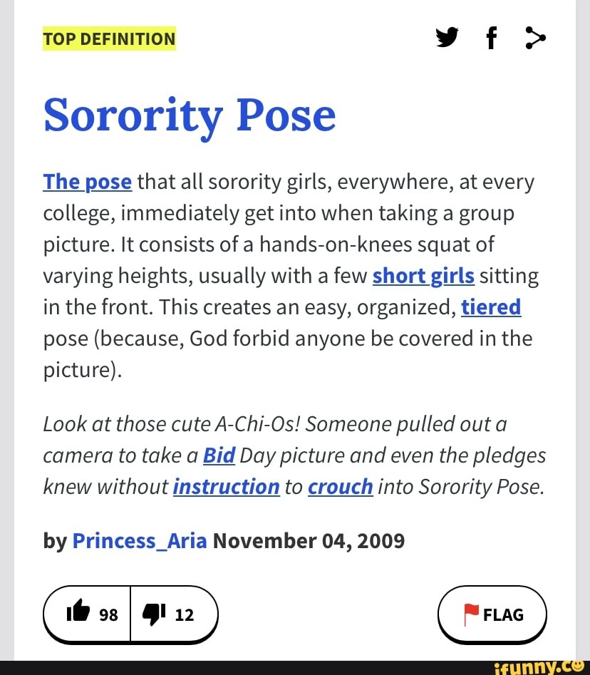 TOP DEFINITION Sorority Pose The pose that all sorority girls ...