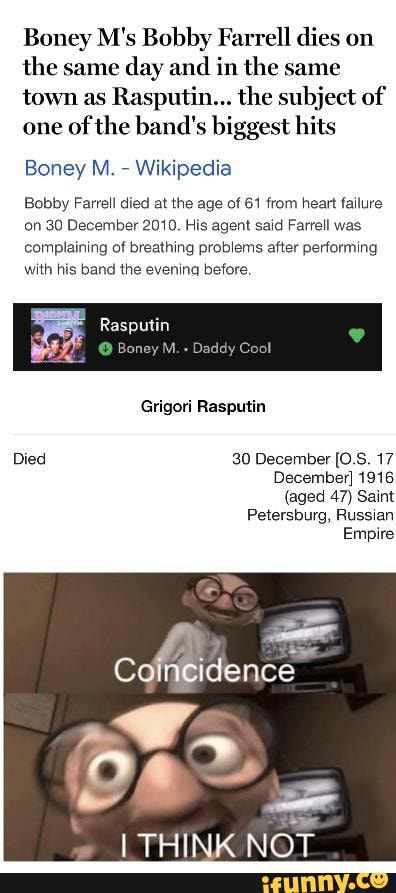 Boney M's Bobby Farrell dies on the same day and in the same town as ...