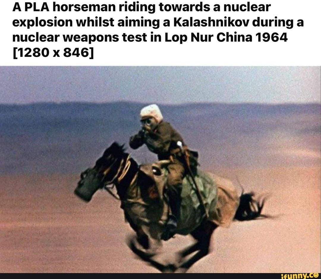 APLA horseman riding towards a nuclear explosion whilst aiming a ...