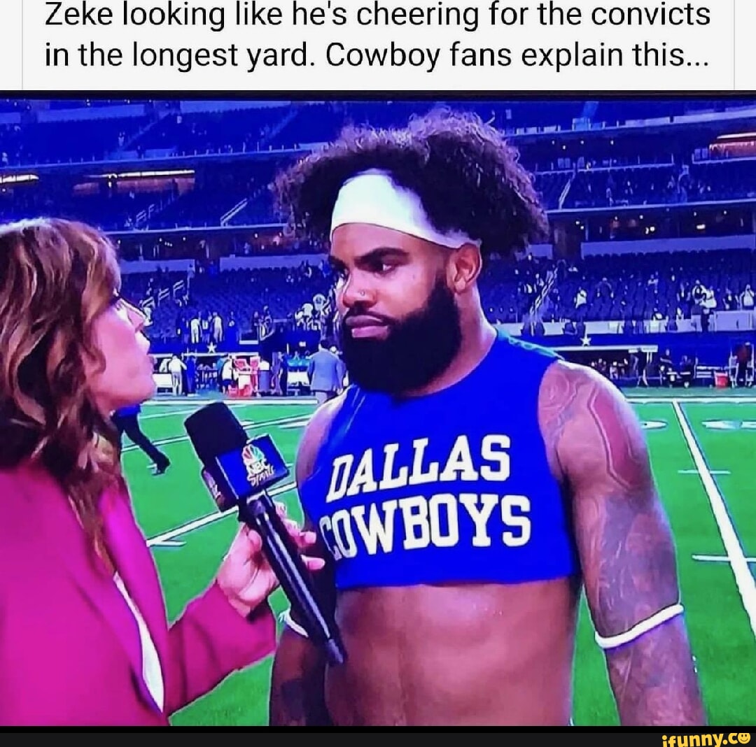 Zeke looking like he's cheering for the convicts in the longest yard ...