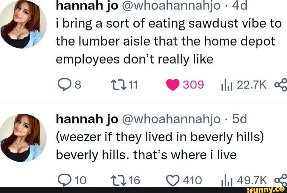 Hannah jo @whoahannanjo i bring a sort of eating sawdust vibe to the ...