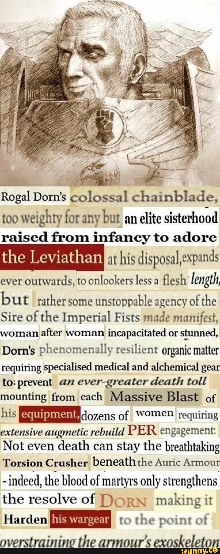 Rogal Dorn's colossal chainblade, too weighty for any but an elite ...