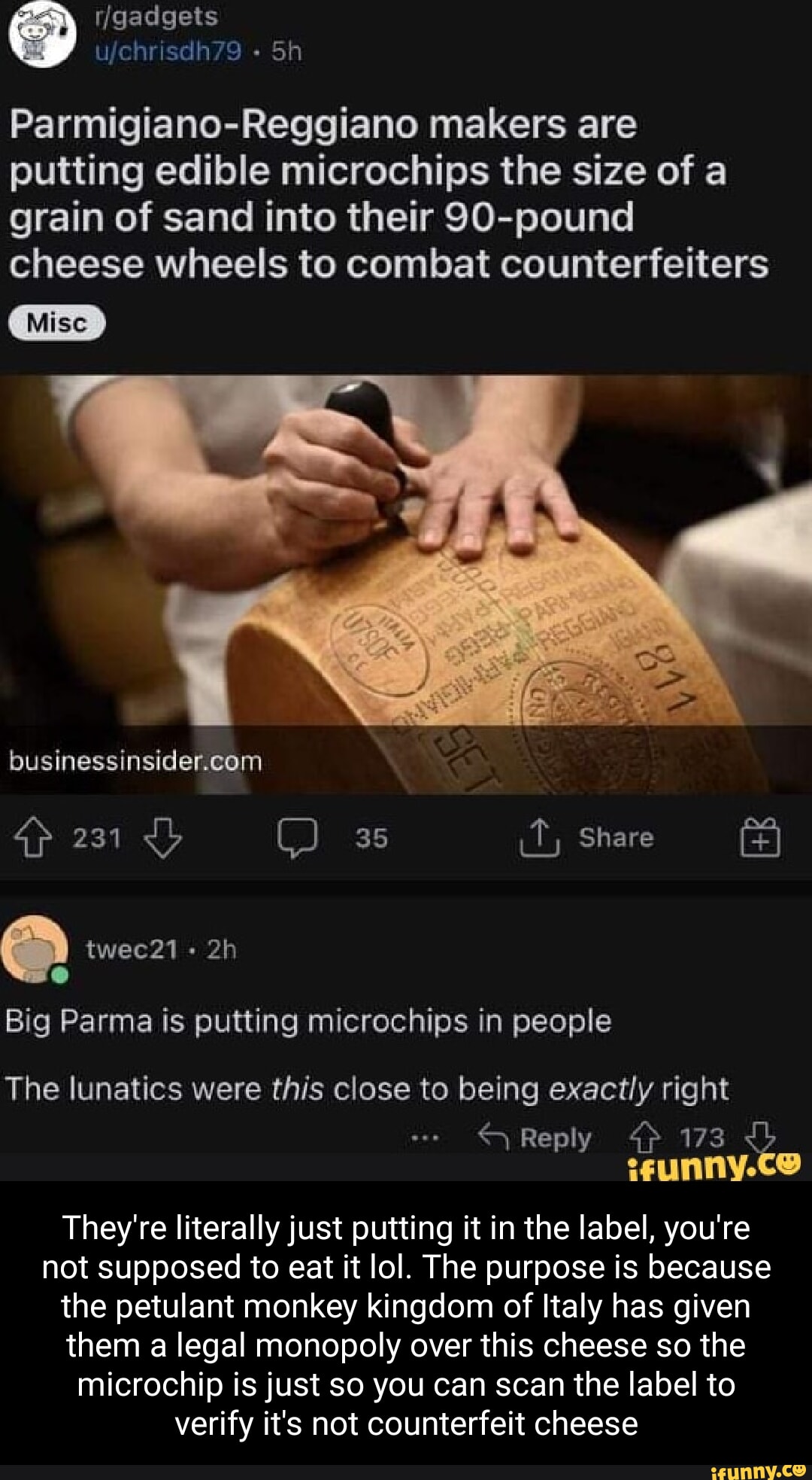 (/gadgets Parmigiano-Reggiano makers are putting edible microchips the ...