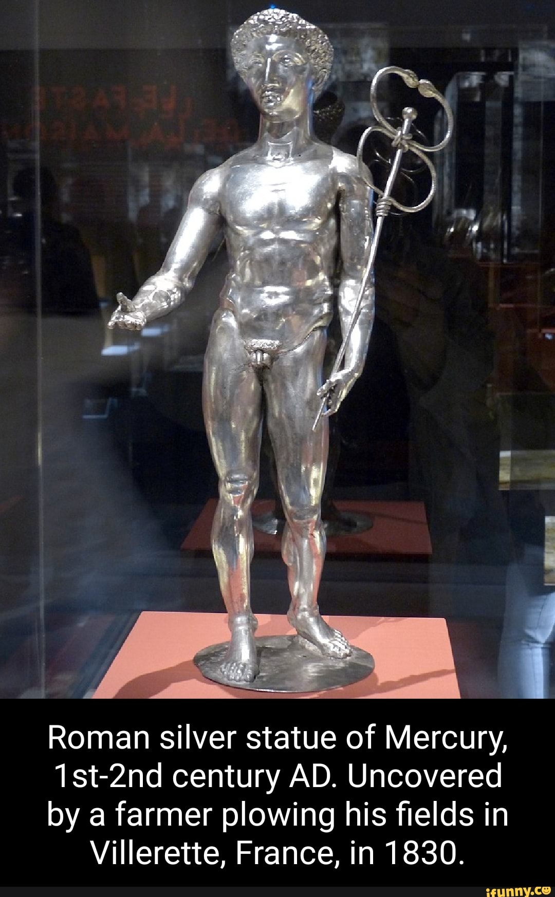 Roman silver statue of Mercury, 1st-2nd century AD. Uncovered by a ...