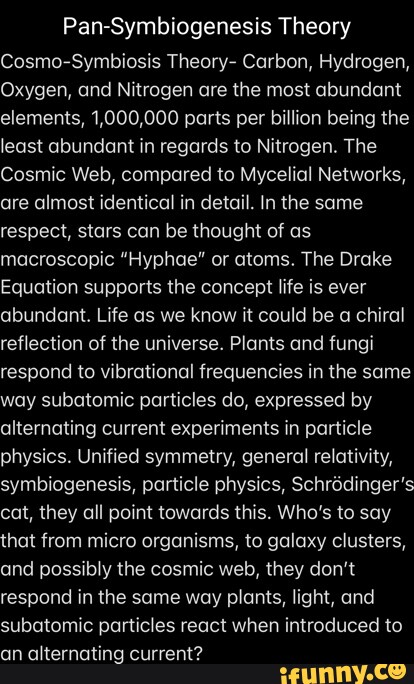 Pan Symbiogenesis Theory Cosmo-Symbiosis Theory- Carbon, Hydrogen ...