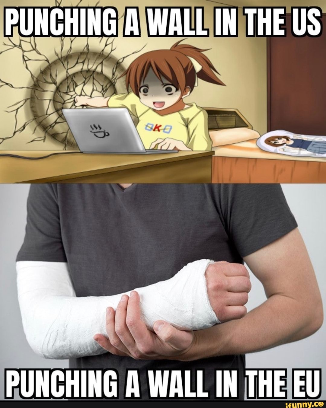 PUNCHING A WALL IN THE US PUNCHING A WALL IN THE EU - iFunny