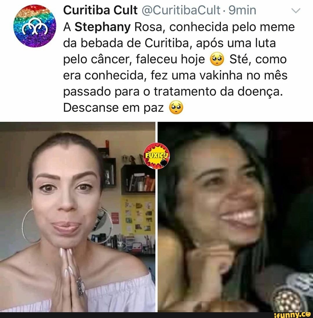 A Stephany Rosa, conhecida pelo meme da bebada de Curitiba, após uma ...