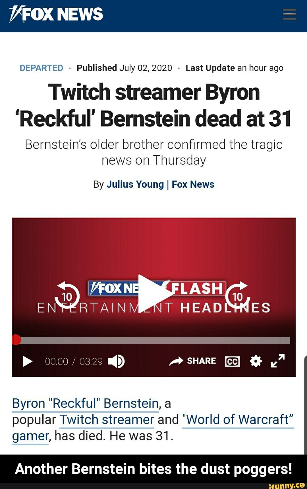 DEPARTED Published July 02, 2020 Last Update an hour ago Twitch ...