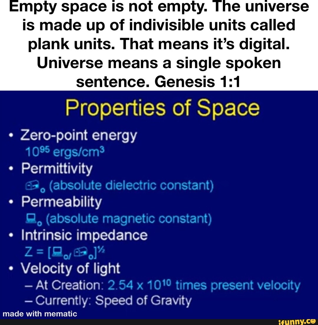 Mpty space IS not empty. universe is made up of indivisible units ...