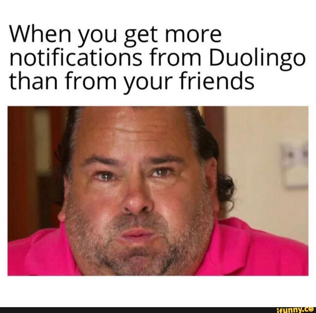 When you get more notifications from Duolingo than from your friends ...