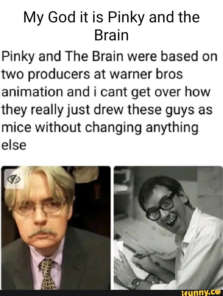 My God it is Pinky and the Brain Pinky and The Brain were based on two ...
