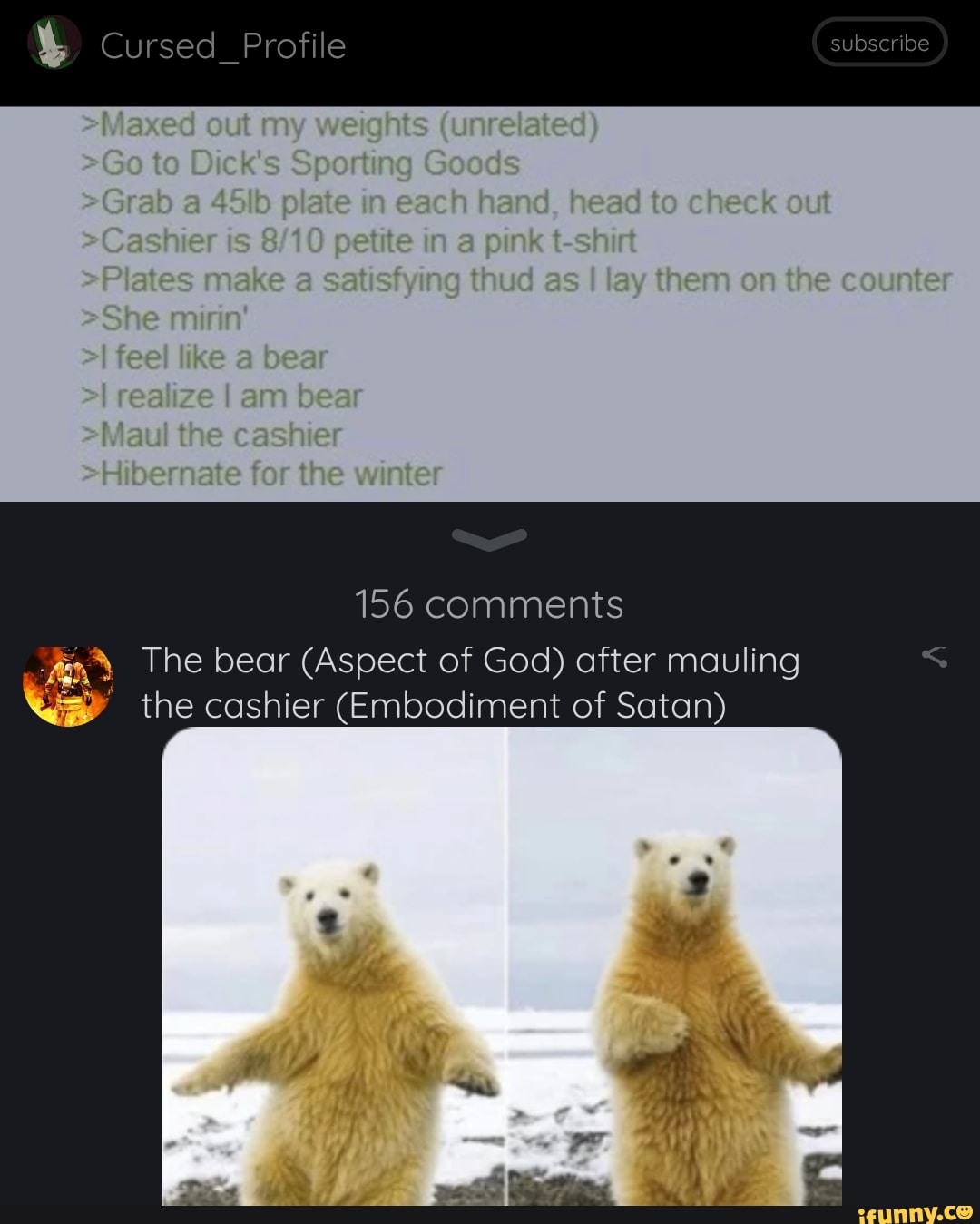 Cursed_ Profile 156 comments fan\ The bear (Aspect of God) after ...
