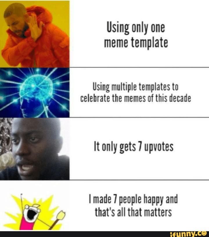 Using only one meme template Using multiple templates to celebrate the ...