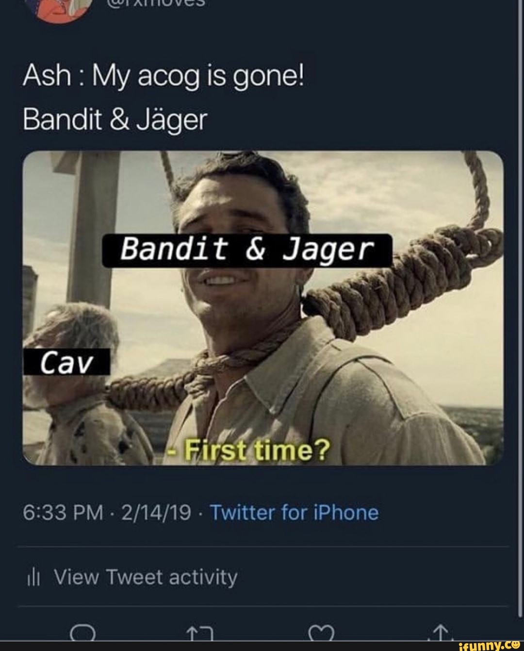 Ash : My acog is gone! Bandit & Jãger 6133 PM ~ 2/14/19 - Twitter for ...