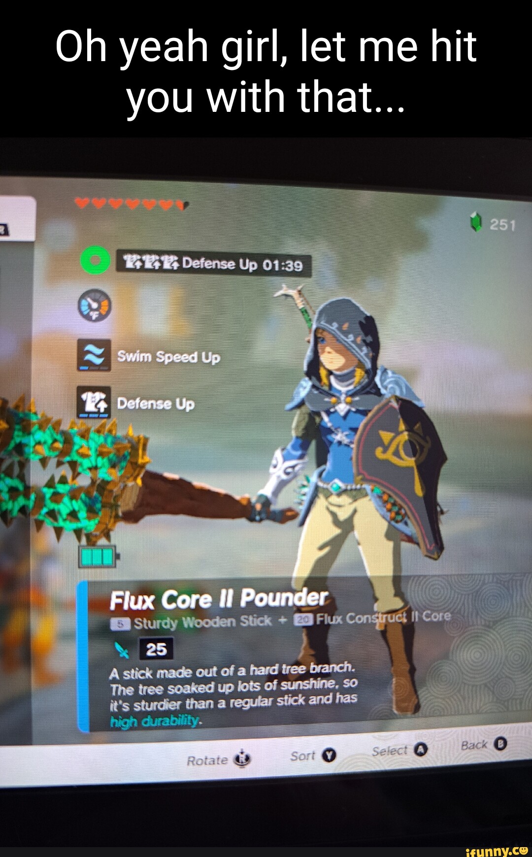 Oh yeah girl, let me hit you with that... Up Spess) Up Defense Up Flux ...