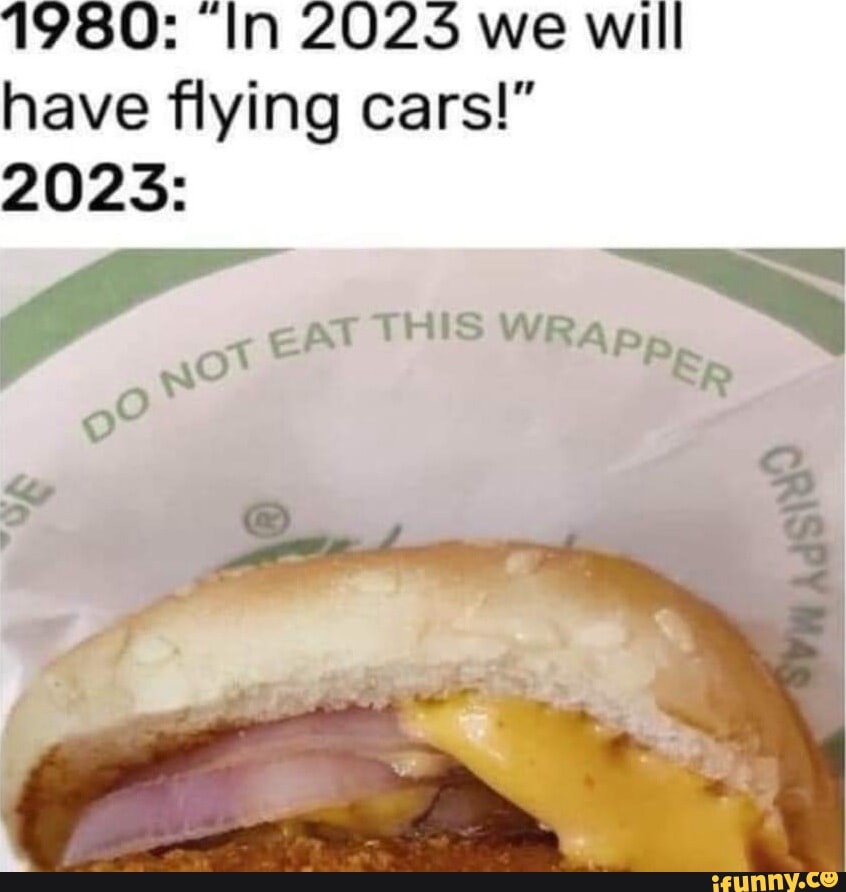 1980: In 2025 we will have flying cars!" 2023: AT THIS WR O nor APP ...