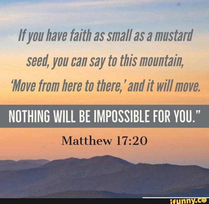 If you have faith as small as a mustard seed, you can say to this ...