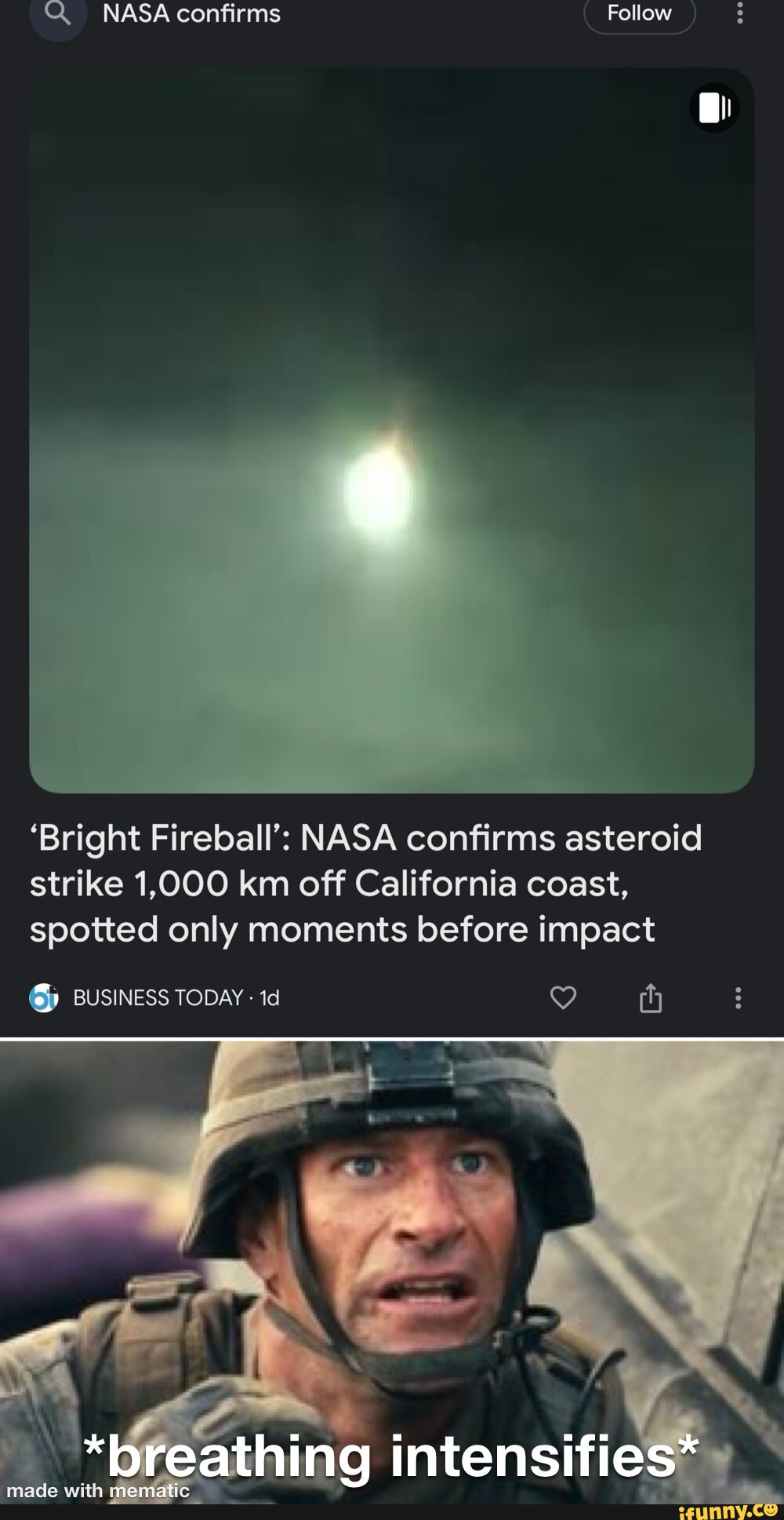 NASA confirms Follow 'Bright Fireball': NASA confirms asteroid strike ...
