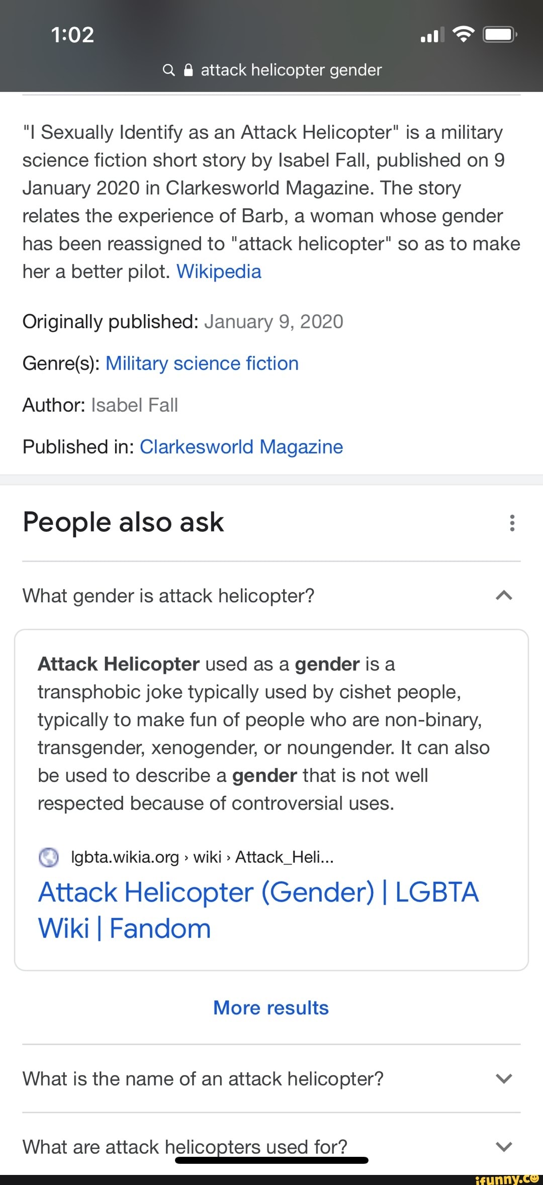 Q attack helicopter gender "I Sexually Identify as an Attack Helicopter ...