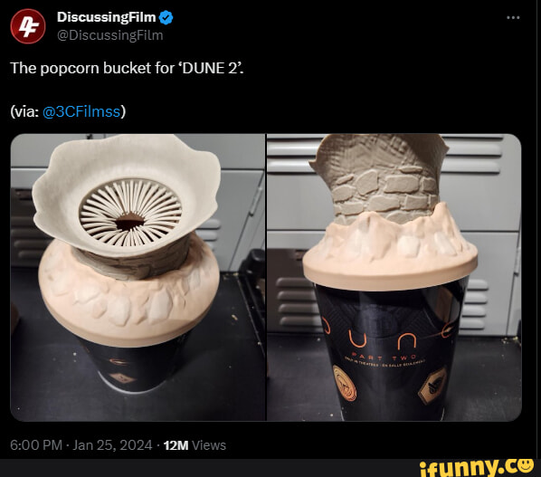 The popcorn bucket for 'DUNE 2". (via: @3CFilmss) - iFunny