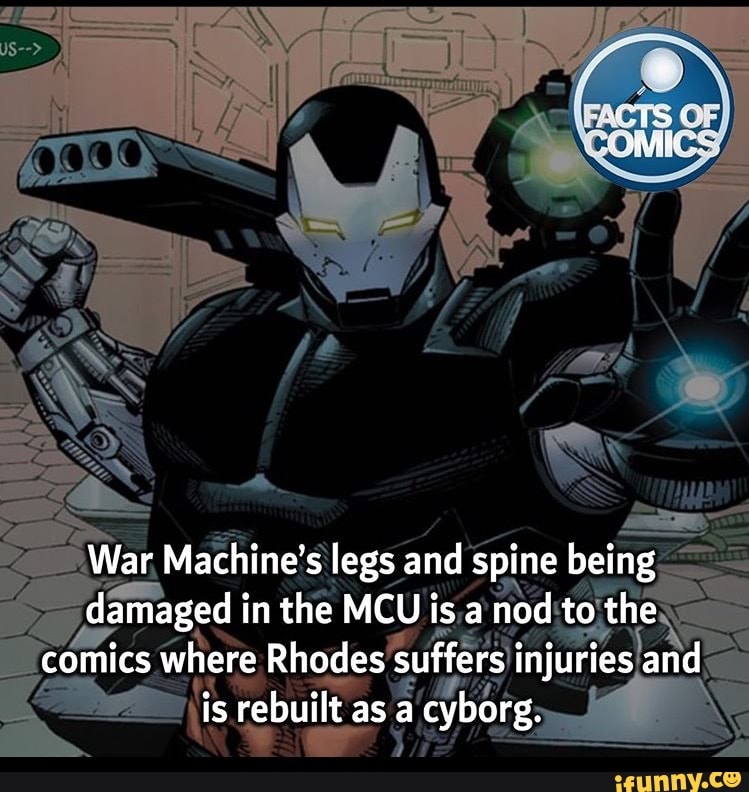 War Machine's legs and spine being damaged in the MCU is a nod to the ...
