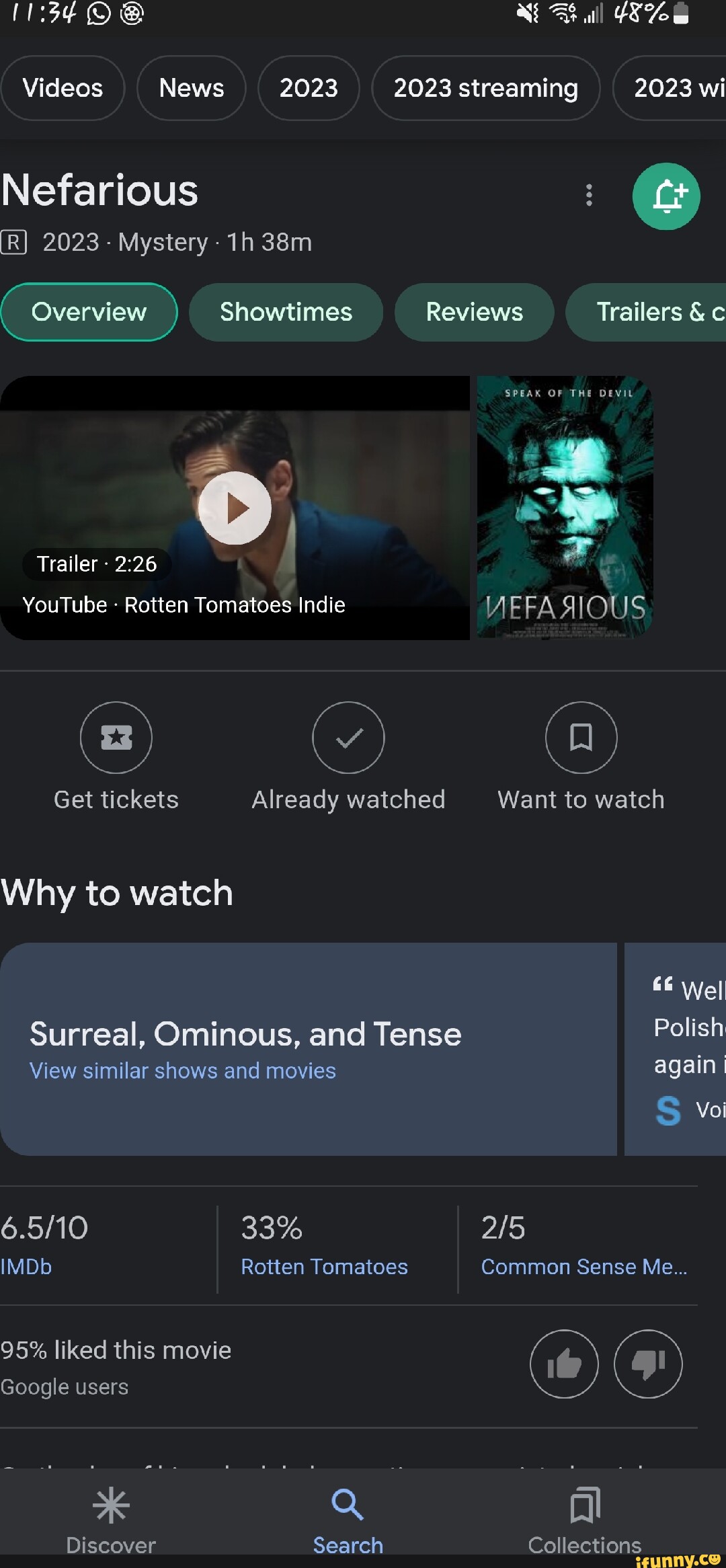 Videos News 2023 Nefarious [R] 2023 - Mystery Overview Showtimes Trailer - YouTube Rotten ...