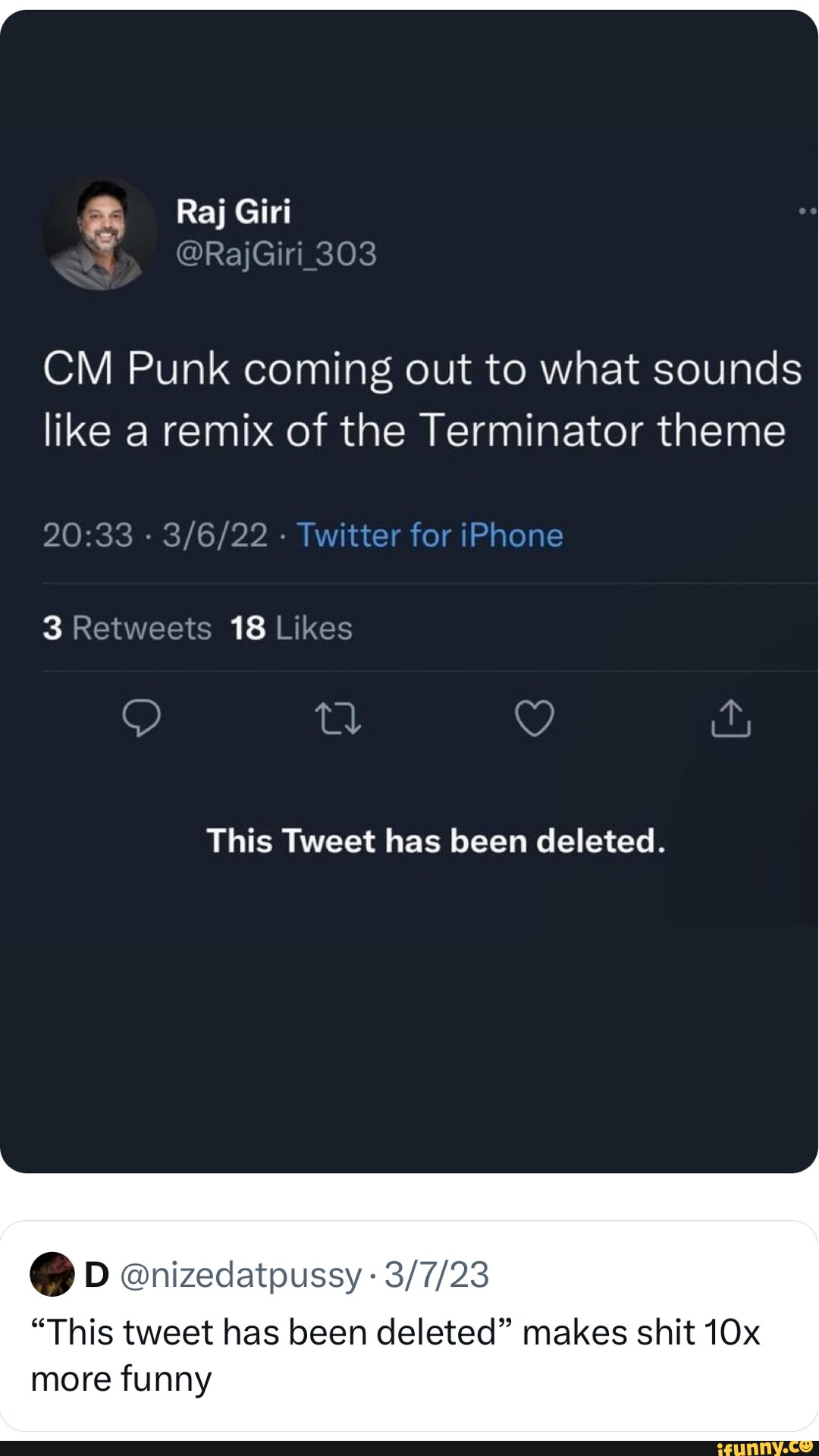 Giri CM Punk coming out to what sounds like a remix of the Terminator ...