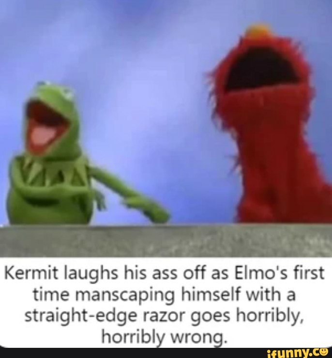 Kermit laughs his ass off as Elmo's first time manscaping himself with ...