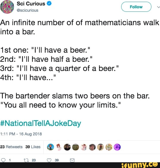 Sci Curious @ Follow ) @scicurious An infinite number of of ...