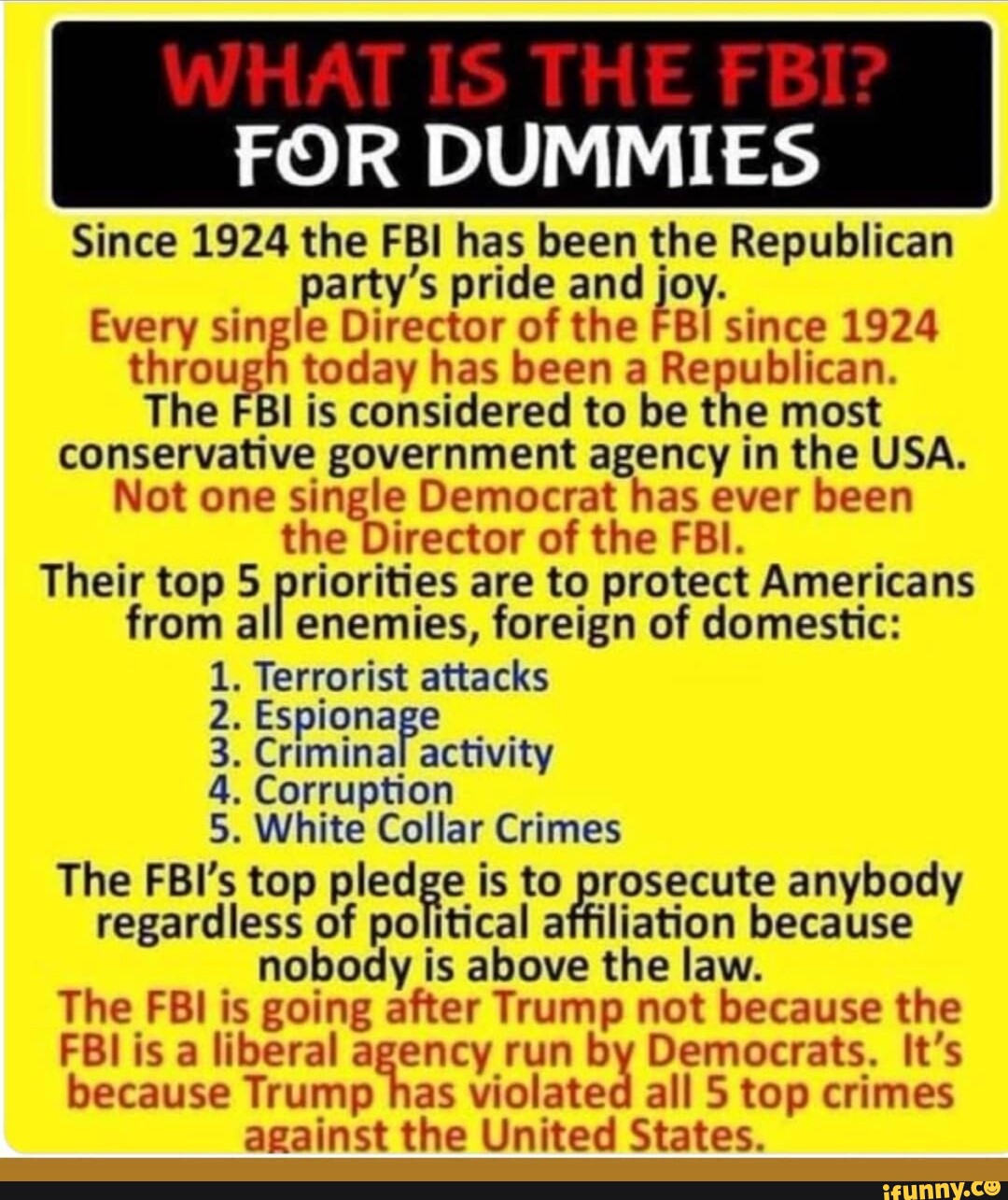 WHAT IS THE FBI? FOR DUMMIES Since 1924 the FBI has been the Republican ...