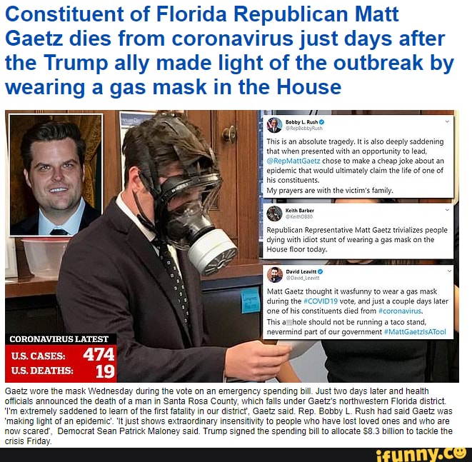 SMH.. - Constituent of Florida Republican Matt Gaetz dies from ...
