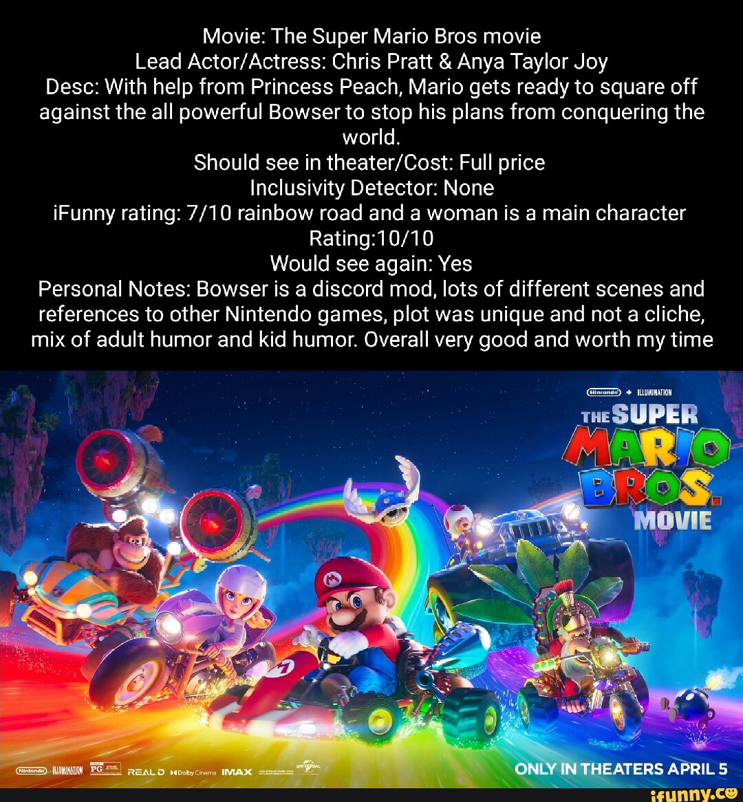 Movie: The Super Mario Bros movie Lead Chris Pratt & Anya Taylor Joy ...
