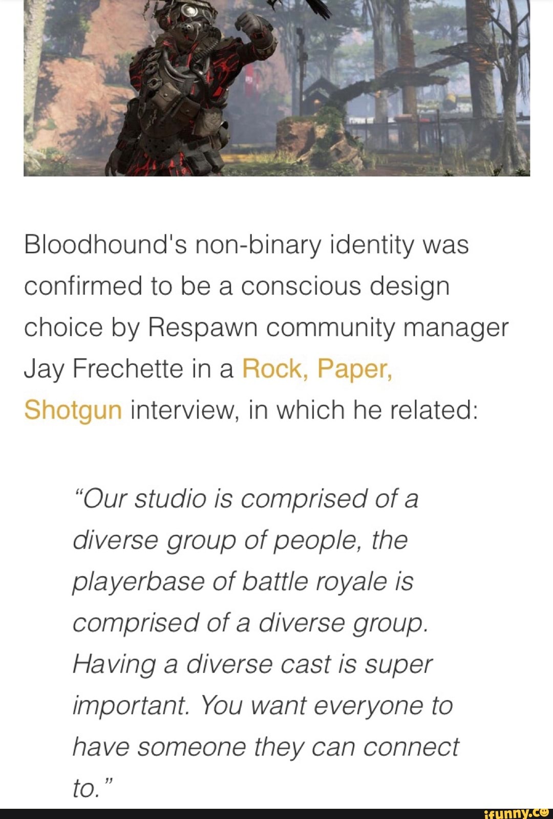 Bloodhound's non-binary identity was confirmed to be a conscious design ...