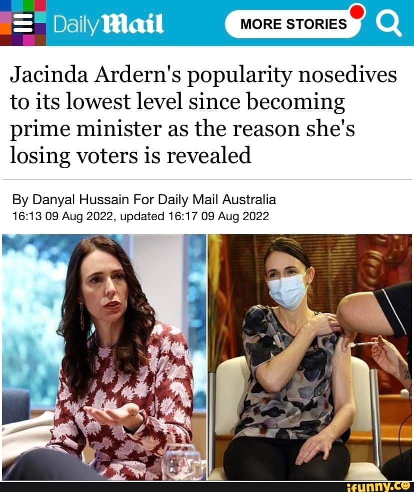 = I MORE STORIES % Jacinda Ardern's popularity nosedives to its lowest ...