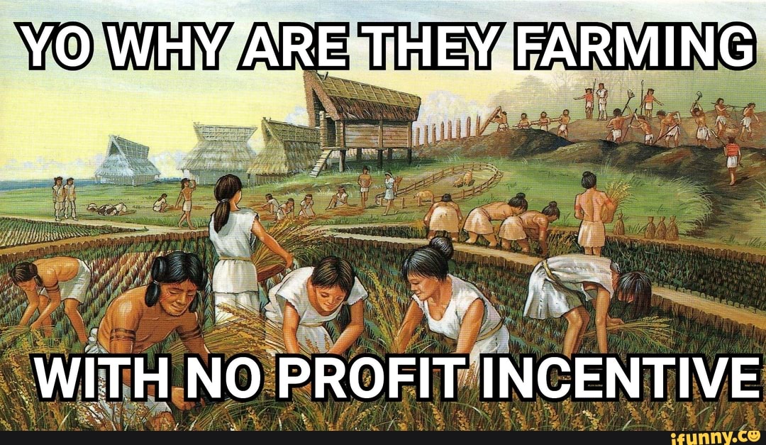 YO WhY ARE THEY. FARMING WITH NO PROFIT INCENTIVE - iFunny