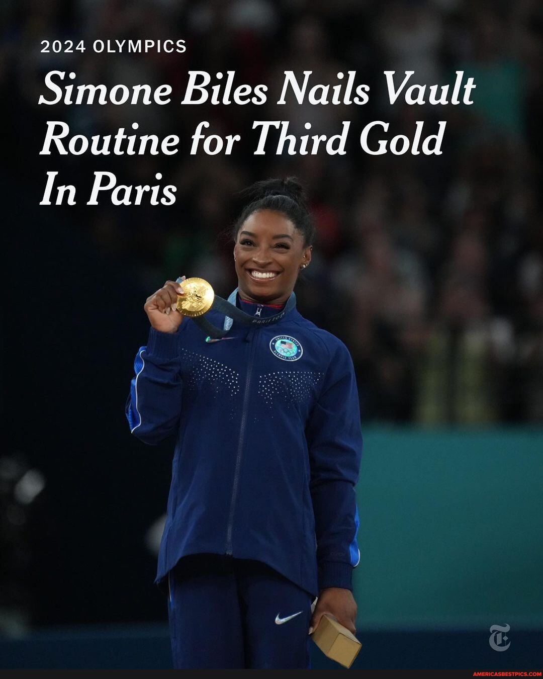 2024 OLYMPICS Simone Biles Nails Vault Routine for Third Gold In Paris ...