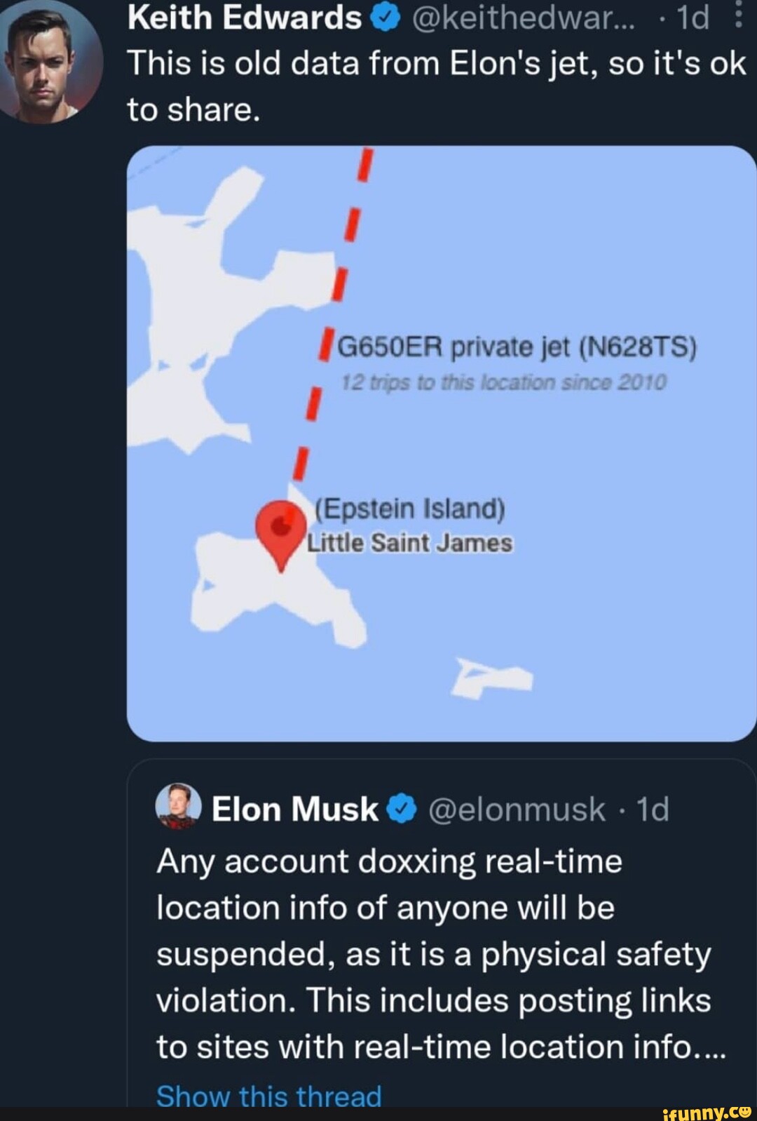 Keith Edwards @ @keithedwar... -id This is old data from Elon's jet, so ...