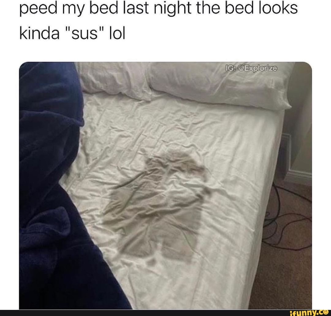 Peed my bed last night the bed looks kinda "sus" lol - iFunny