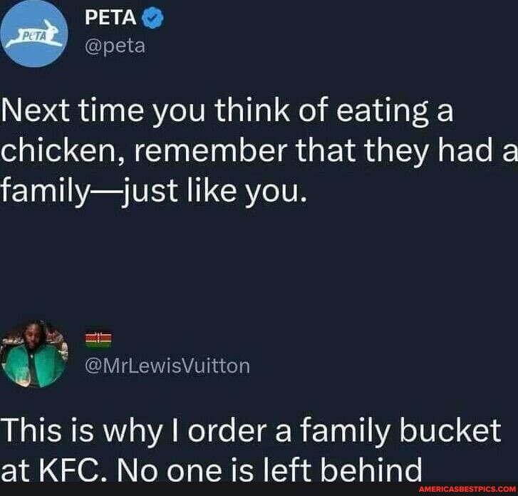 PETA @ @peta Next time you think of eating a chicken, remember that ...