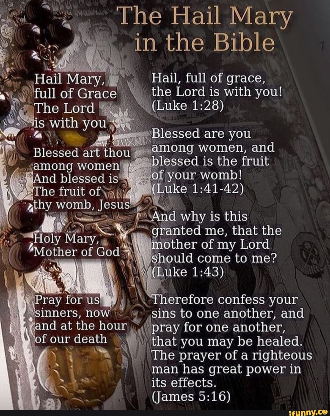 The Hail Mary in the Bible Hail Mary, Hail, full of grace, full of ...