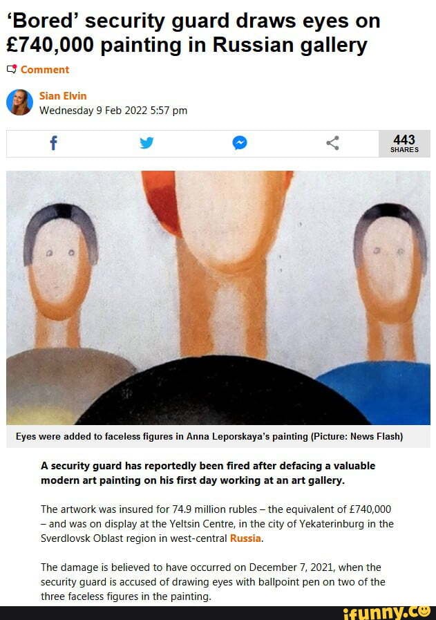 'Bored' security guard draws eyes on painting in Russian gallery ...