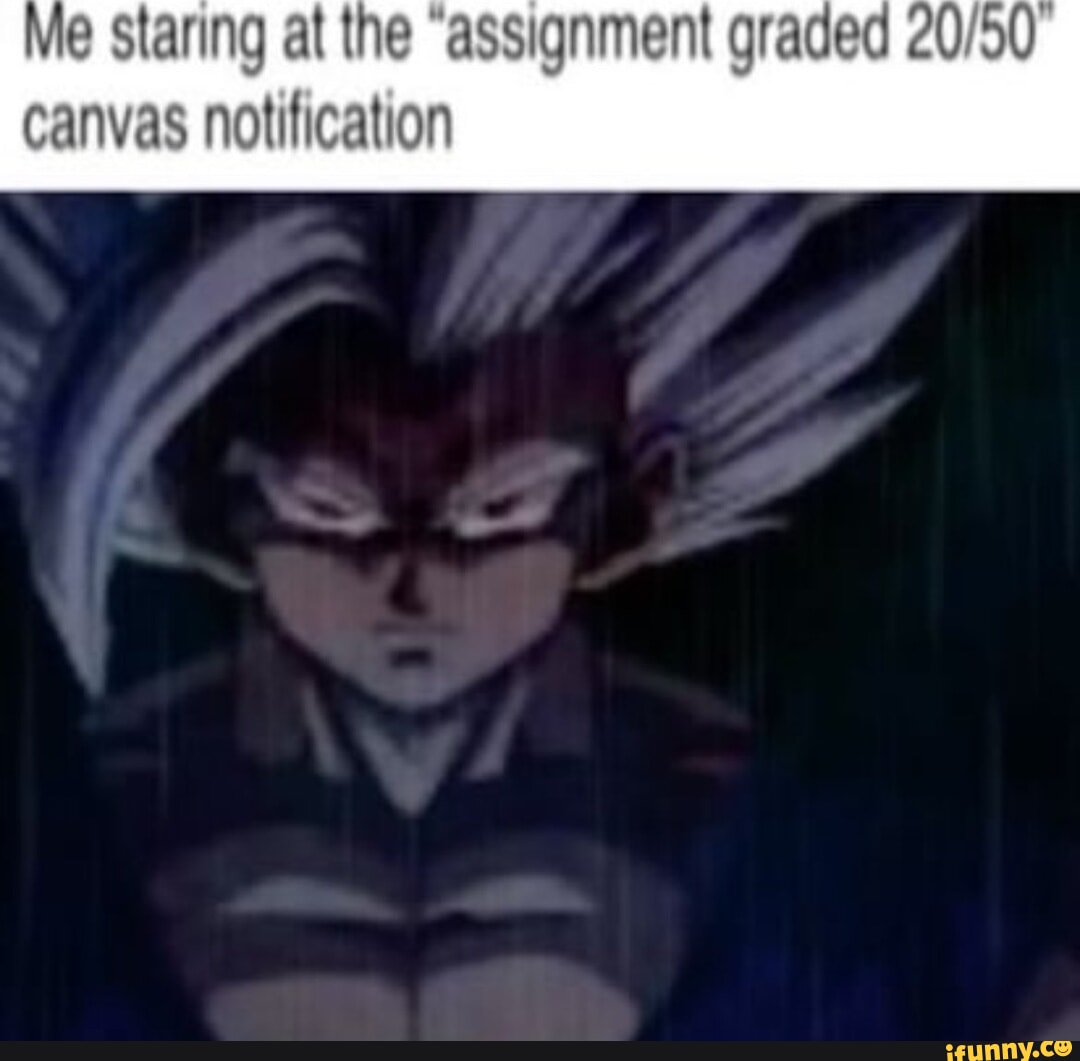 Me staring at the "assignment graded SS) canvas notification - iFunny