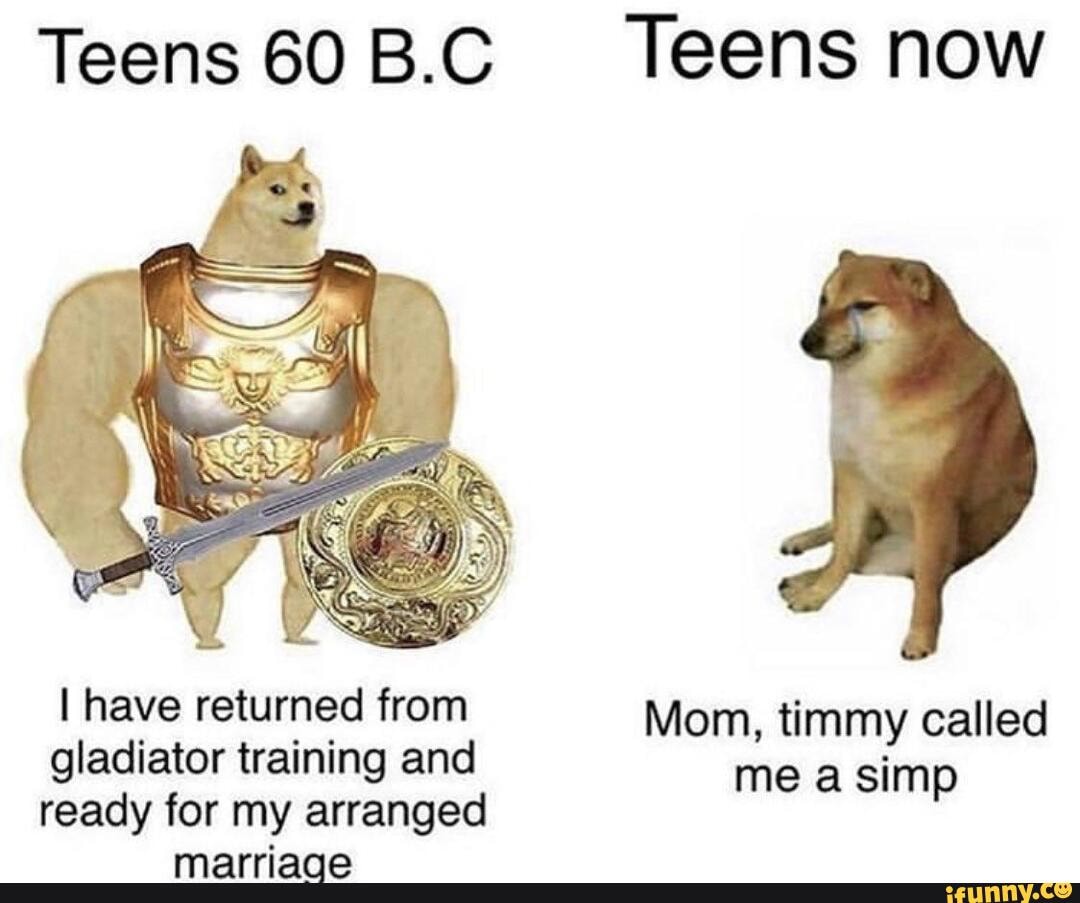 Cheems memes gallery - Teens 60B.C Teens now have returned from Mom ...