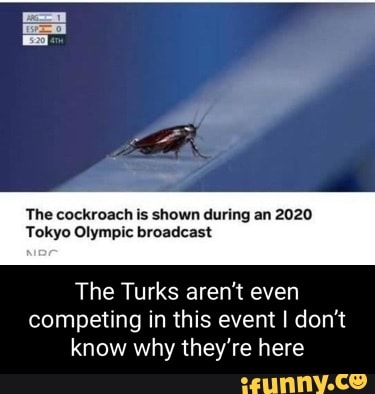 The cockroach is shown during an 2020 Tokyo Olympic broadcast The Turks ...