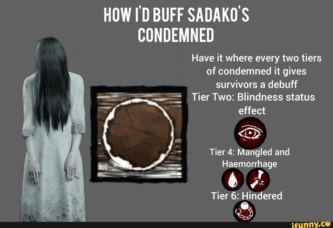 HOW I'D BUFF SADAKO CONDEMNED Have it where every two tiers of ...