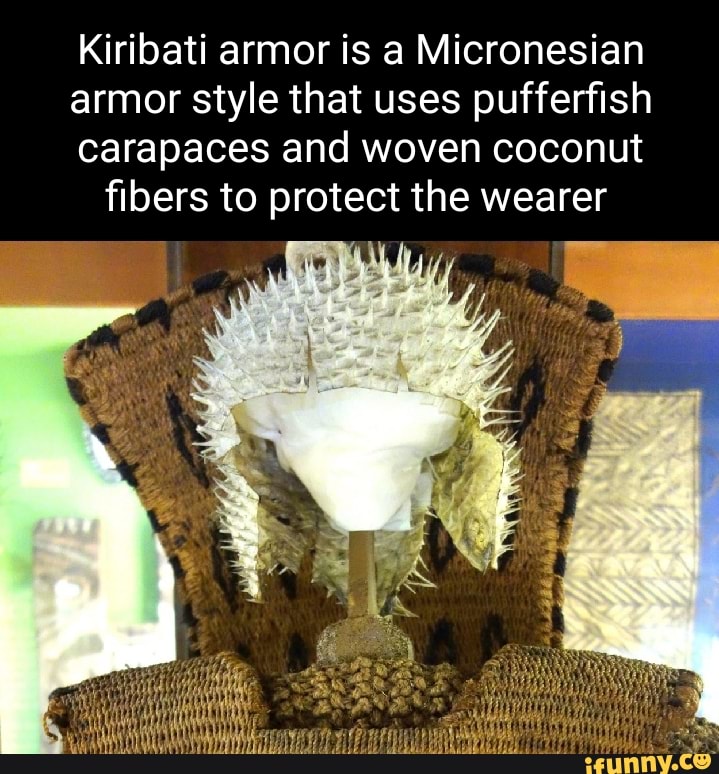 Kiribati armor is a Micronesian armor style that uses pufferfish ...