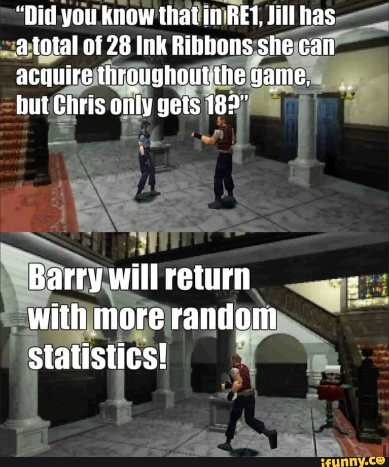 "Did you know that in Jill has a total of 28 Ink Ribbons she can ...